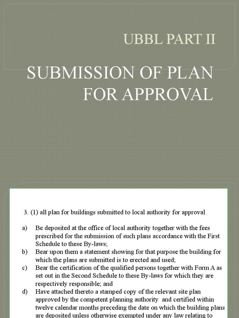 Submission of Plan For Approval: Ubbl Part Ii | PDF | Valve | Wall