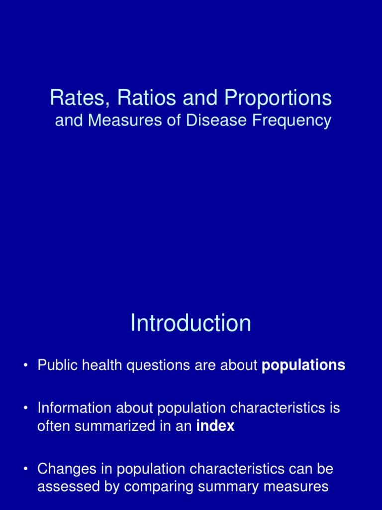 Rate Ratios Proportions | PDF | Incidence (Epidemiology) | Prevalence
