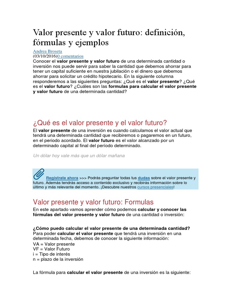 Valor Presente y Valor Futuro | PDF | Interés | Macroeconómica