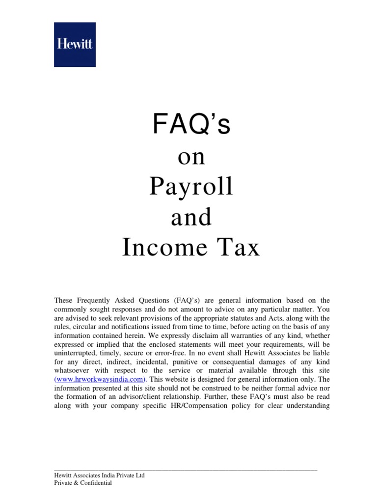 On Payroll and Income Tax: FAQ's | PDF