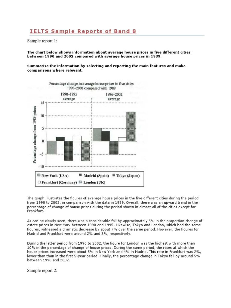 IELTS Band 8 Sample Reports Analysis | PDF | Percentage | Foods