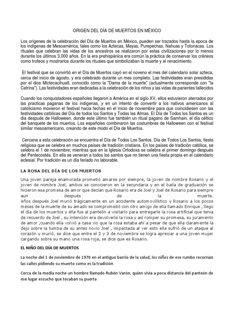Origen Del Día de Muertos en México | PDF | Clima | Religión y creencia