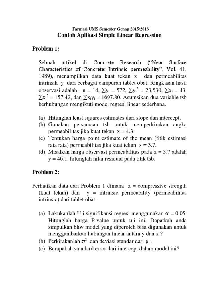 Contoh Soal Regresi Linear | PDF