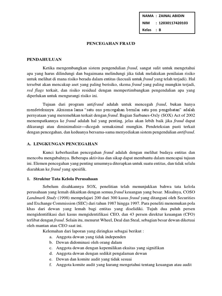 Prevention Fraud Pencegahan Fraud Pdf