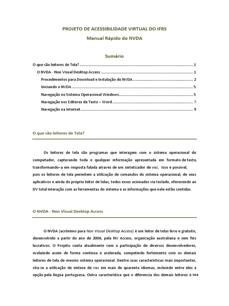 Manual Nvda PTBR | PDF | Window (Computing) | Desktop Environment