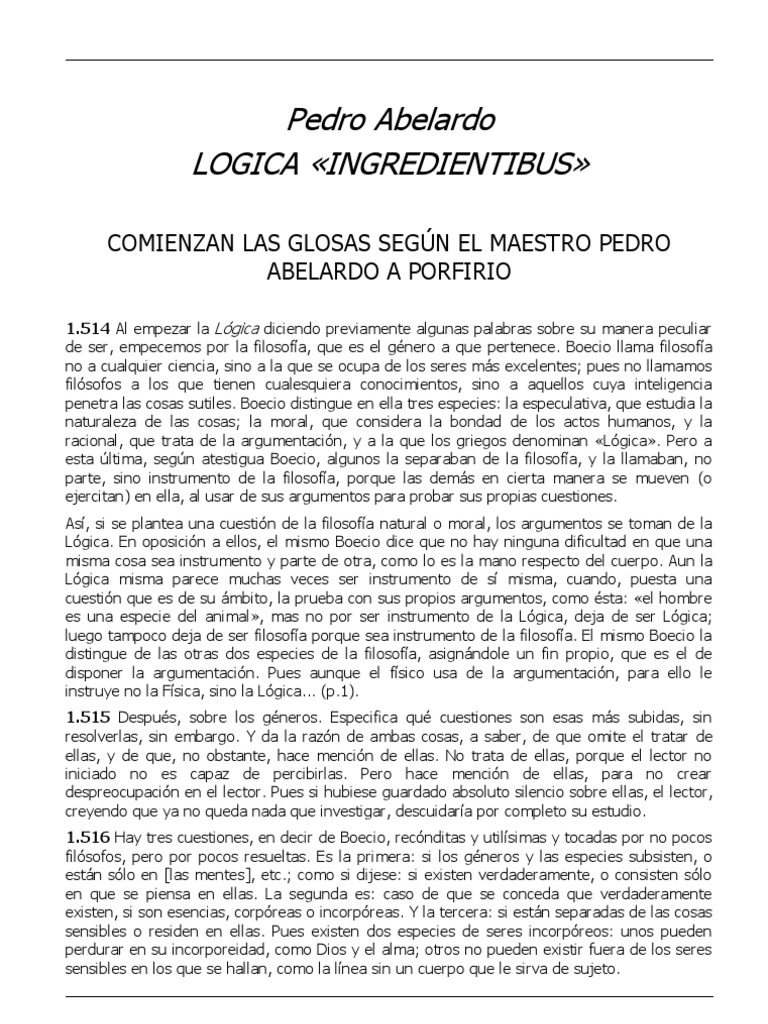 Abelardo Pedro - Logica Ingredientibus | PDF | Esencia | Aristóteles