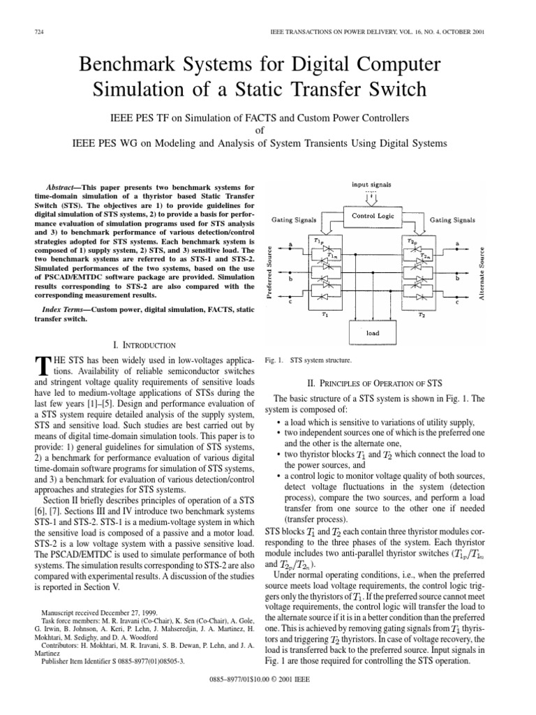 Benchmark Systems For Digital Computer Simulation of A Static Transfer ...