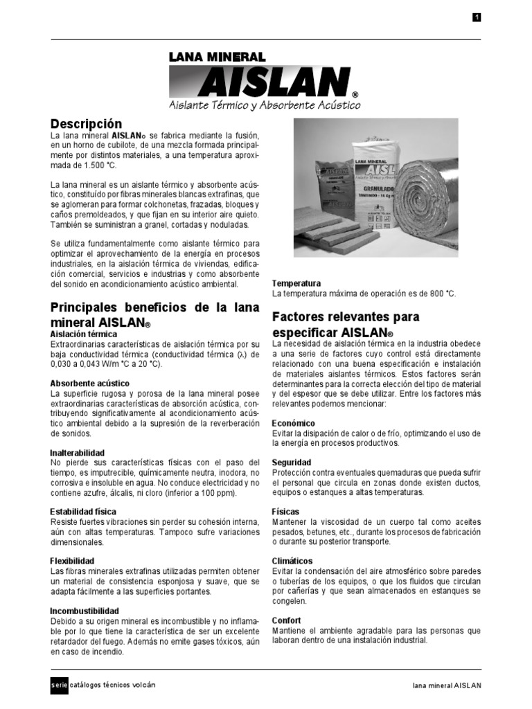 Lana Mineral AISLAN | Aislamiento térmico | Colchón