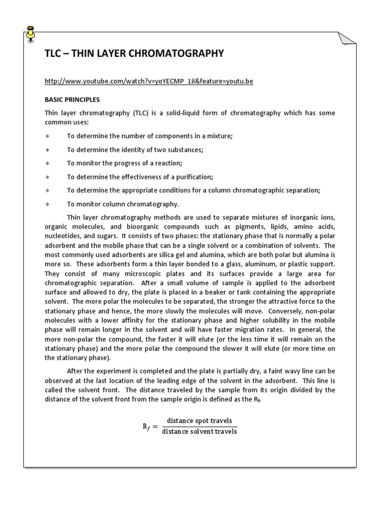 A Detailed Guide to Basic Thin Layer Chromatography Procedures and Principles | PDF ...