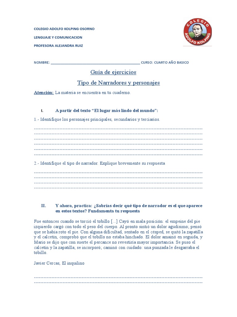 Tipos de Narradores y Personajes en Literatura | PDF | Ocio