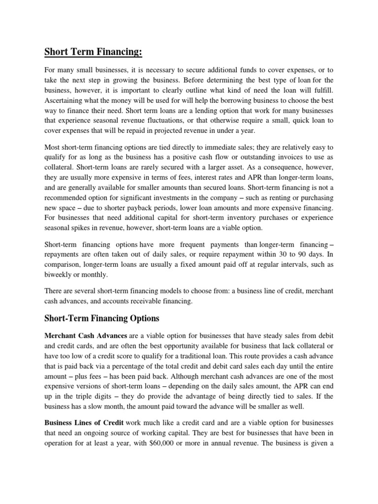 Short-Term Financing Options | PDF | Accounts Payable | Credit (Finance)