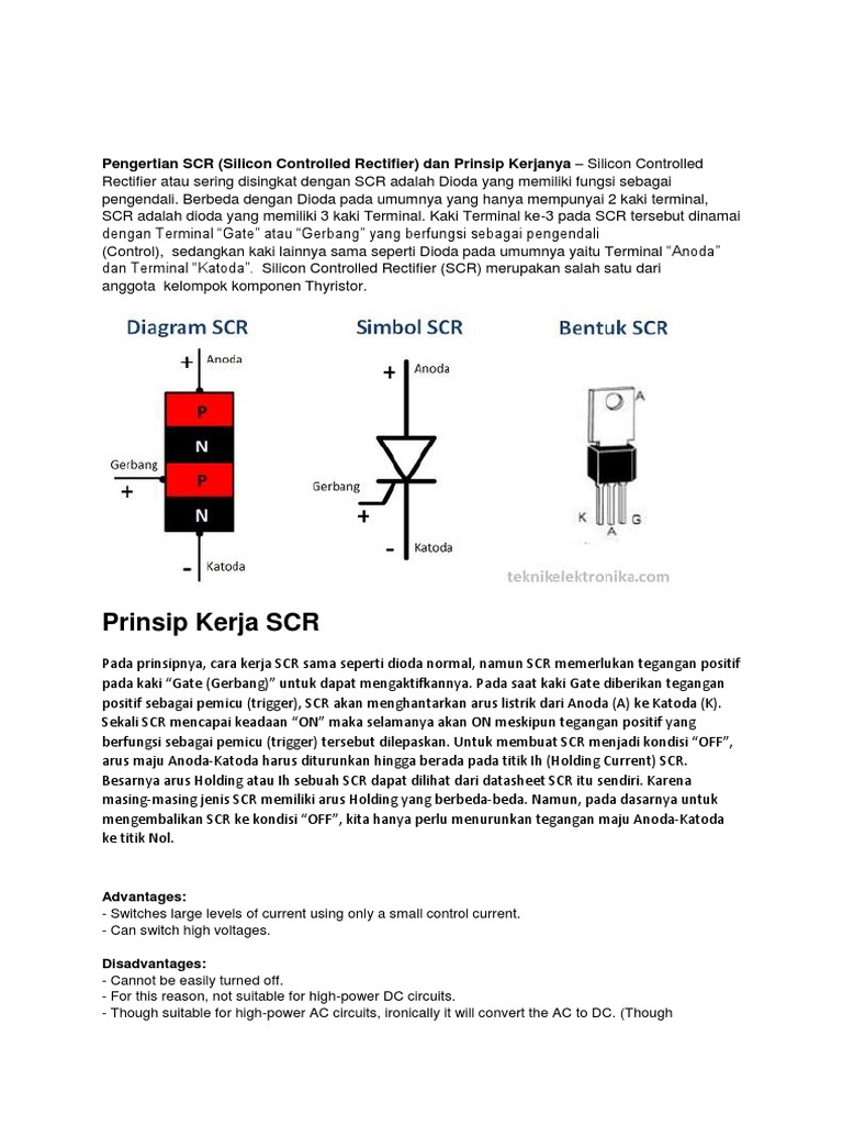 Prinsip Kerja SCR: Pengertian SCR (Silicon Controlled Rectifier) Dan Prinsip Kerjanya | PDF