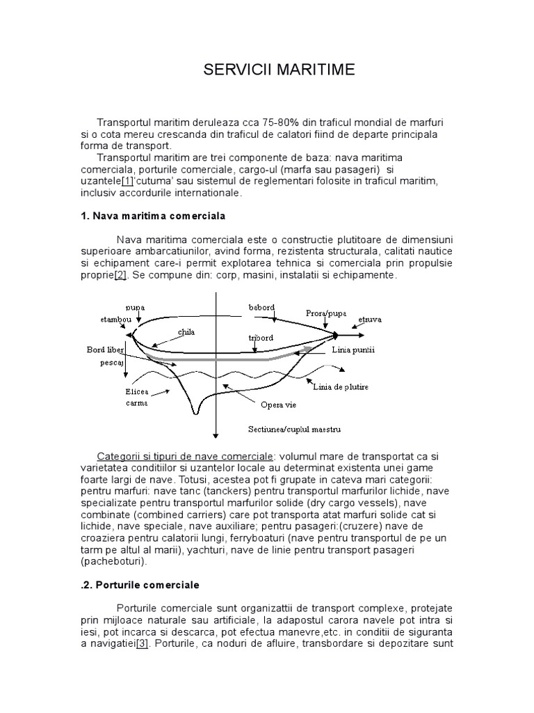Servicii Maritime: 1. Nava Maritima Comerciala | PDF