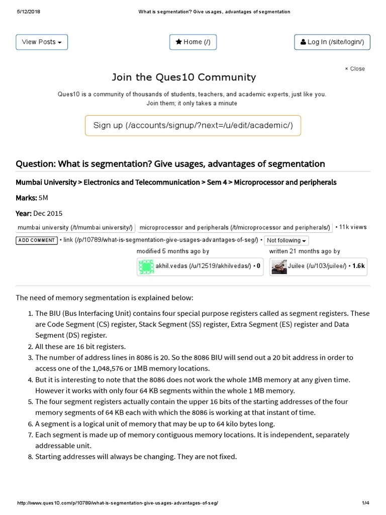 What Is Segmentation - Give Usages, Advantages of Segmentation | PDF ...