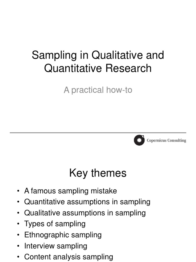 Understanding Sampling Methods: A Guide to Qualitative and Quantitative ...