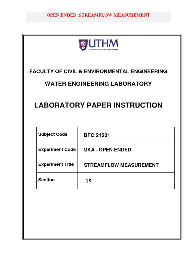 Flow Measurement - Open Ended | PDF | River | Experiment