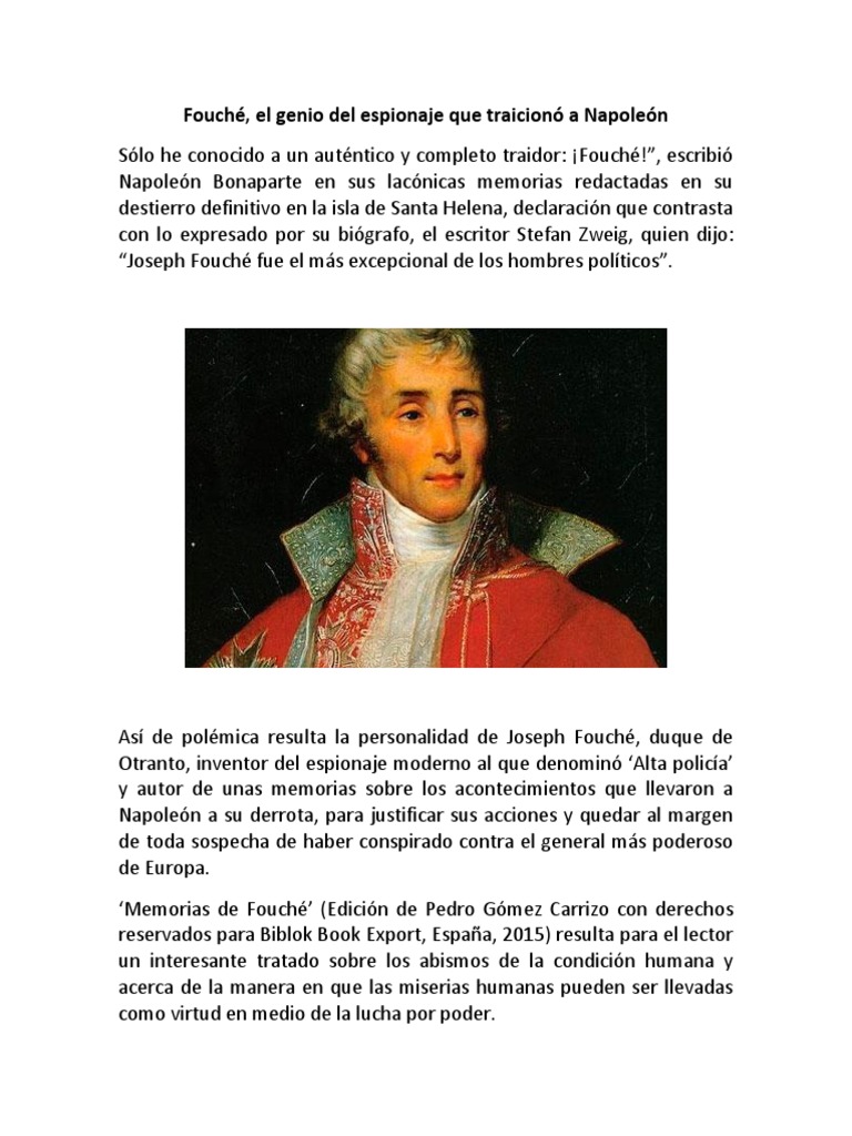 Fouché: El traidor de Napoleón | PDF | Napoleón | Revoluciones