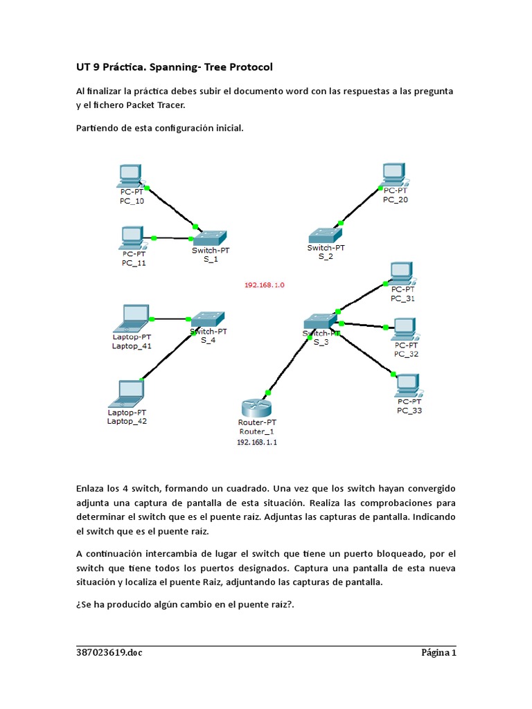 Ejercicio de Spanning Tree Protocoldoc | PDF