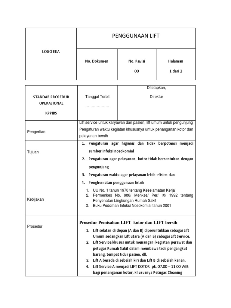 SOP Penggunaan Lift | PDF