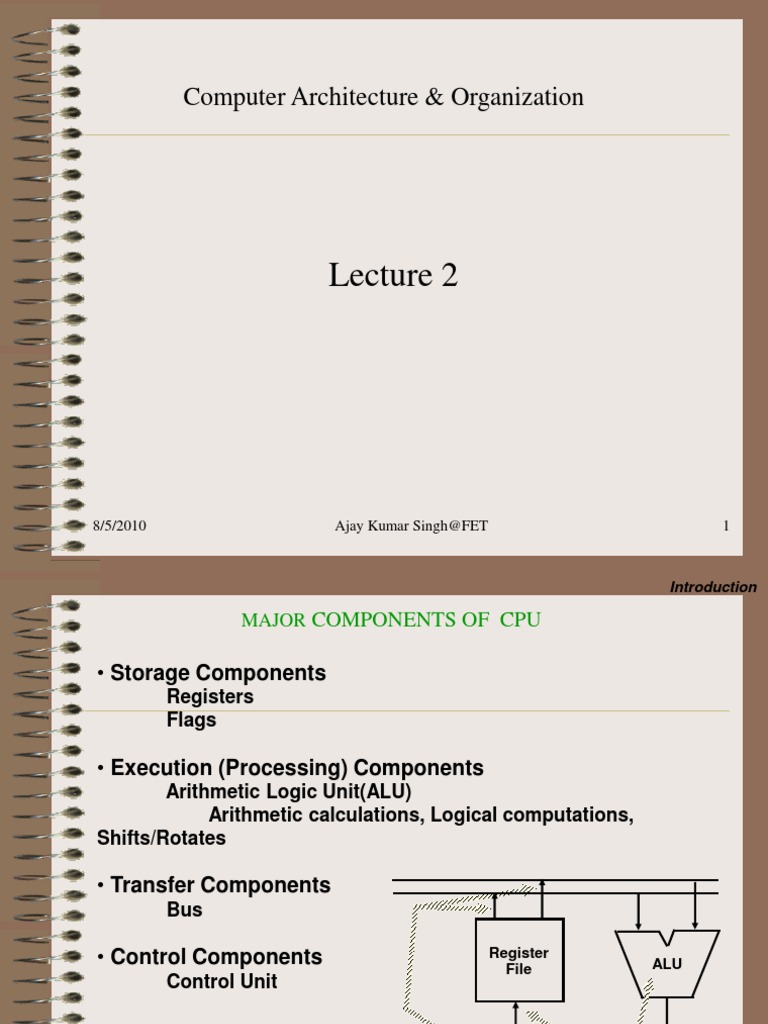 Computer Architecture & Organization: 8/5/2010 Ajay Kumar Singh@FET 1 | PDF | Central Processing ...