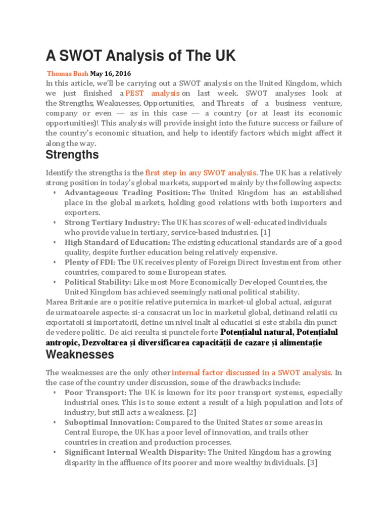 A SWOT Analysis of the UK | Swot Analysis | United Kingdom