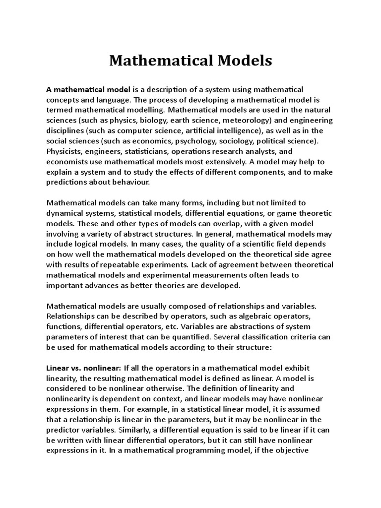 09 Mathematical Models | PDF | Mathematical Model | Conceptual Model