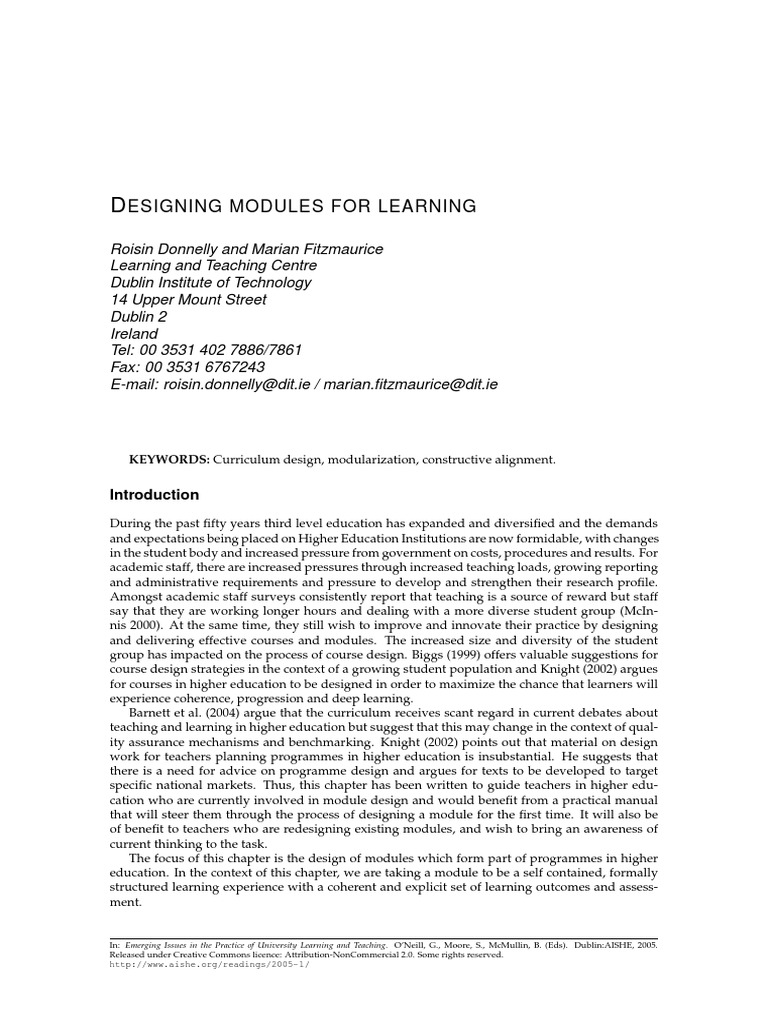 Designing Modules For Learning | PDF | Educational Assessment | Teachers