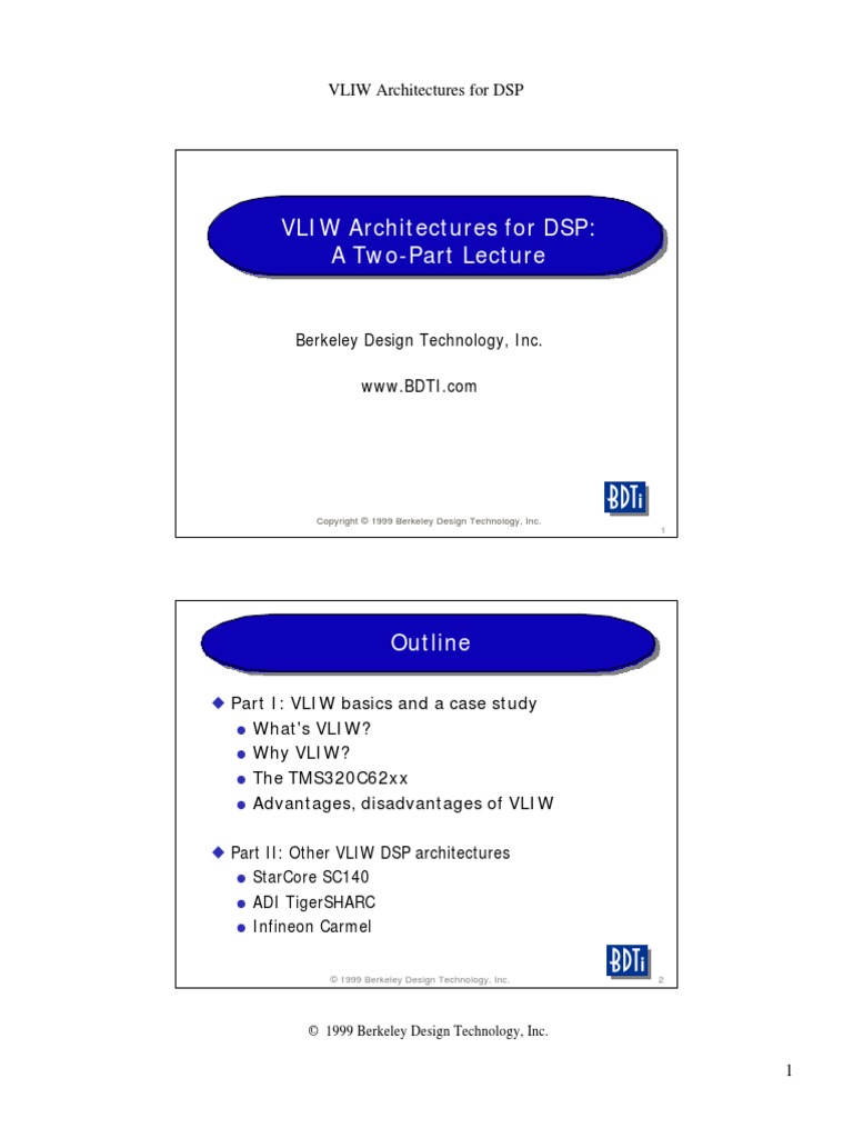 VLIW Architectures For DSP: A Two-Part Lecture | PDF | Digital Signal Processor | Central ...