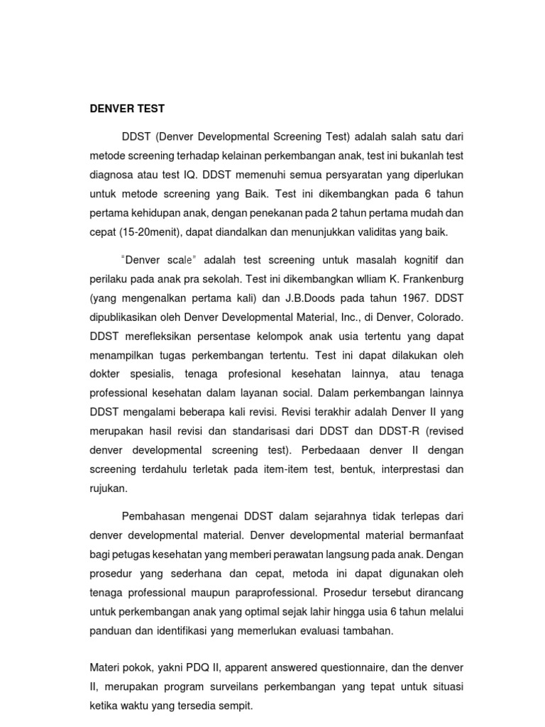 Denver Test | PDF