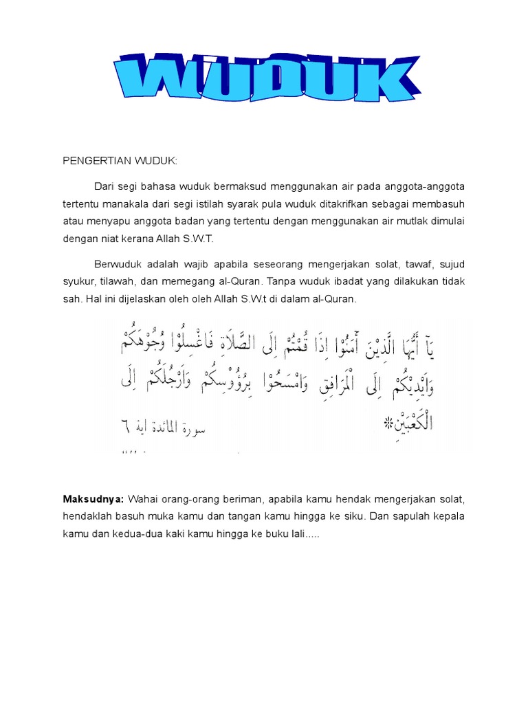 Pengertian Wuduk | PDF