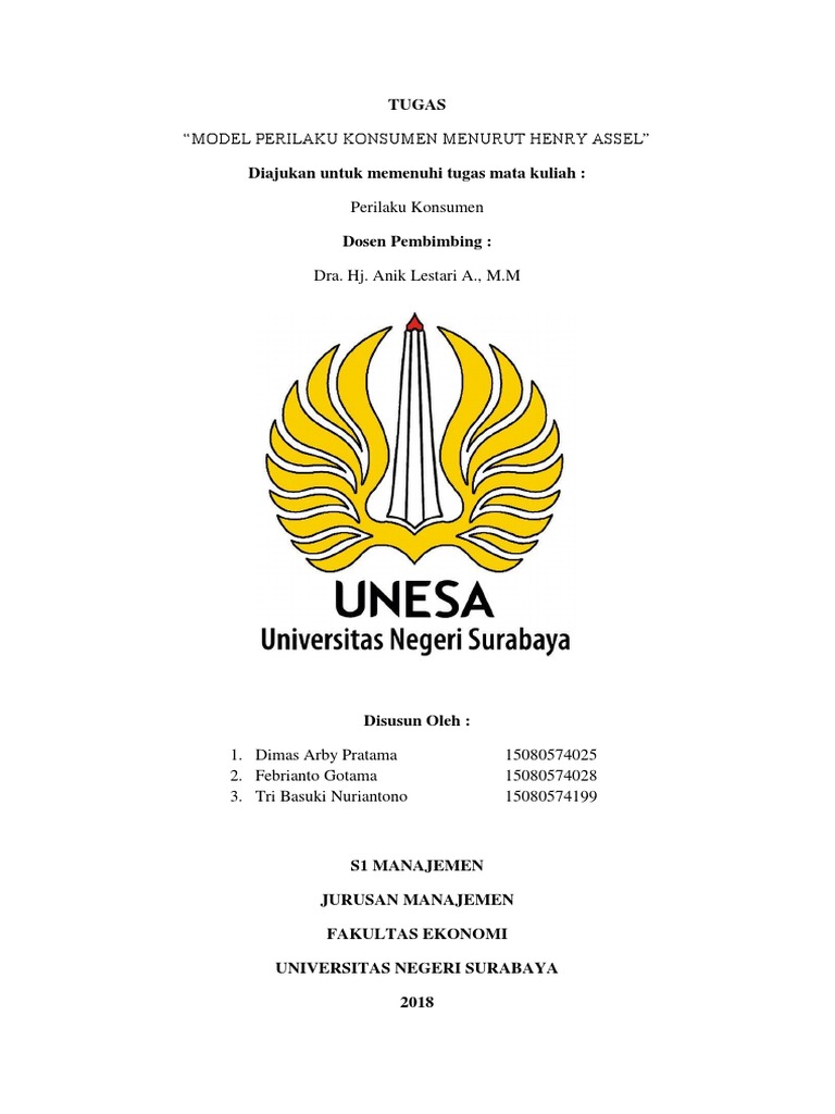 "Model Perilaku Konsumen Menurut Henry Assel": Tugas | PDF