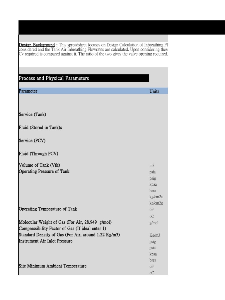 Spreadsheet - Gas Blanketed Tanks - Inbreathing Process Calculations ...