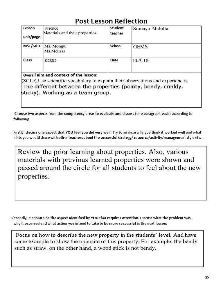 Science Lesson Reflection 3 | PDF | Attention | Educational Psychology