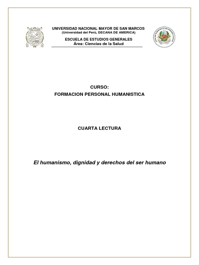 Cuarta Lectura Curso FPH Del 7 Al 12-05-18 | PDF | Dignidad | Homo Sapiens