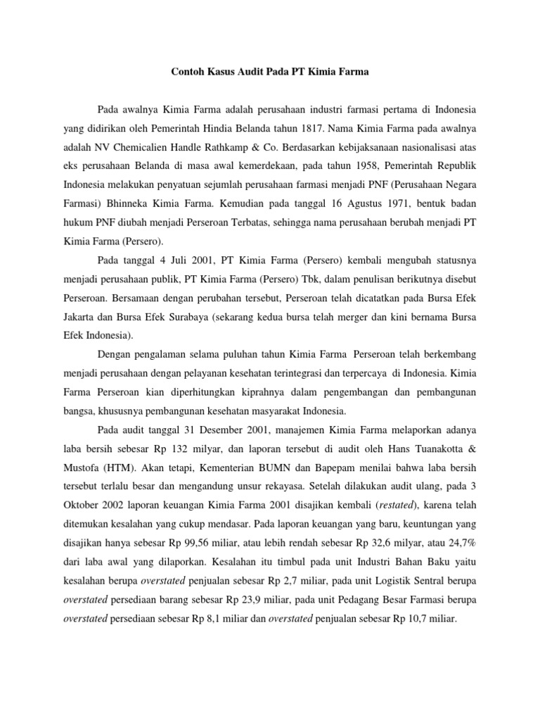 Contoh Kasus Audit Pada Pt Kimia Farma Pdf