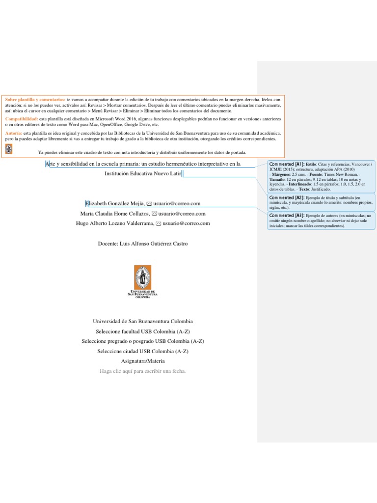 Plantilla Vancouver DocumentoClase USBCo 2017 v.1 | PDF | Comillas | Imagen