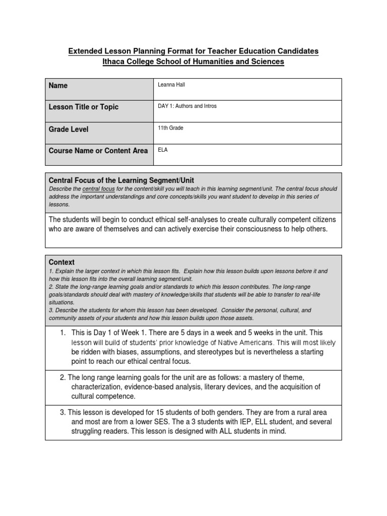 5 Day Lesson Plans | PDF | Educational Assessment | Individualized ...