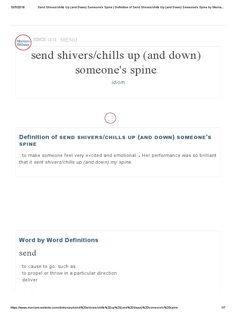 Send Shivers - Chills Up (And Down) Someone's Spine - Definition of ...
