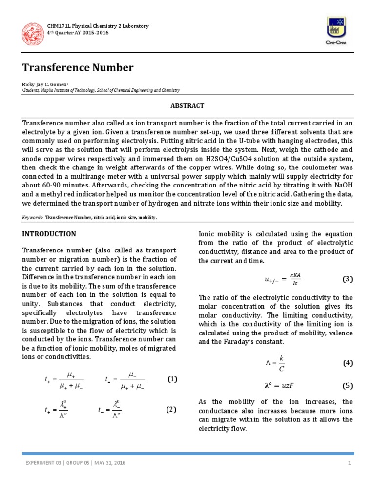 Experiment 3 Transference Number | PDF | Sodium Hydroxide | Ion