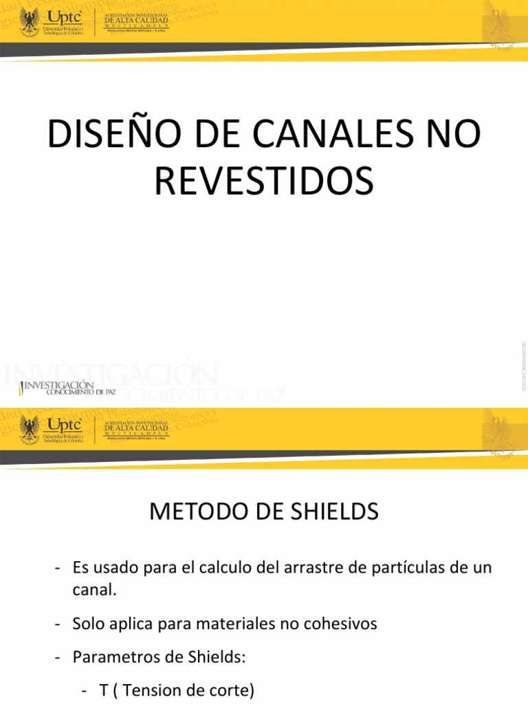 Exposicion Diseño de Canales No Revestidos | Esfuerzo cortante ... Exposicion Diseño de Canales No Revestidos | Esfuerzo cortante ...