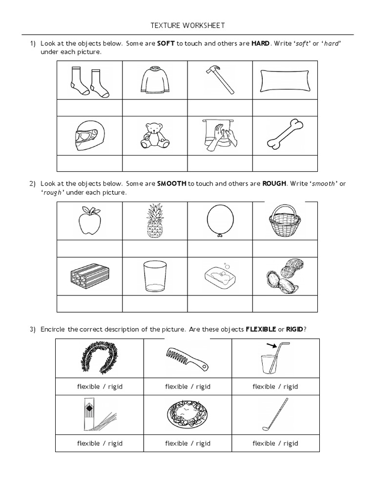 Hard And Soft Objects Worksheets