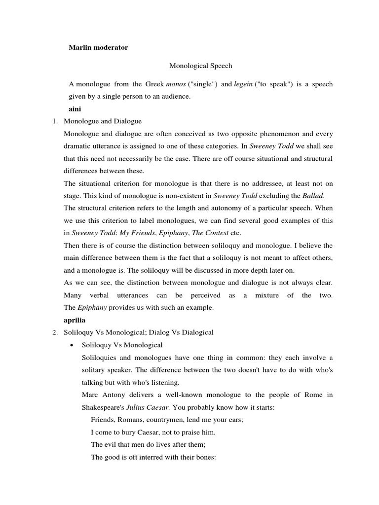 Monological Speech | PDF | Monologue