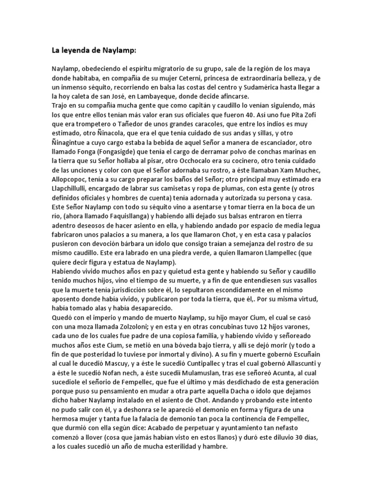 La leyenda de Naylamp en Lambayeque | PDF