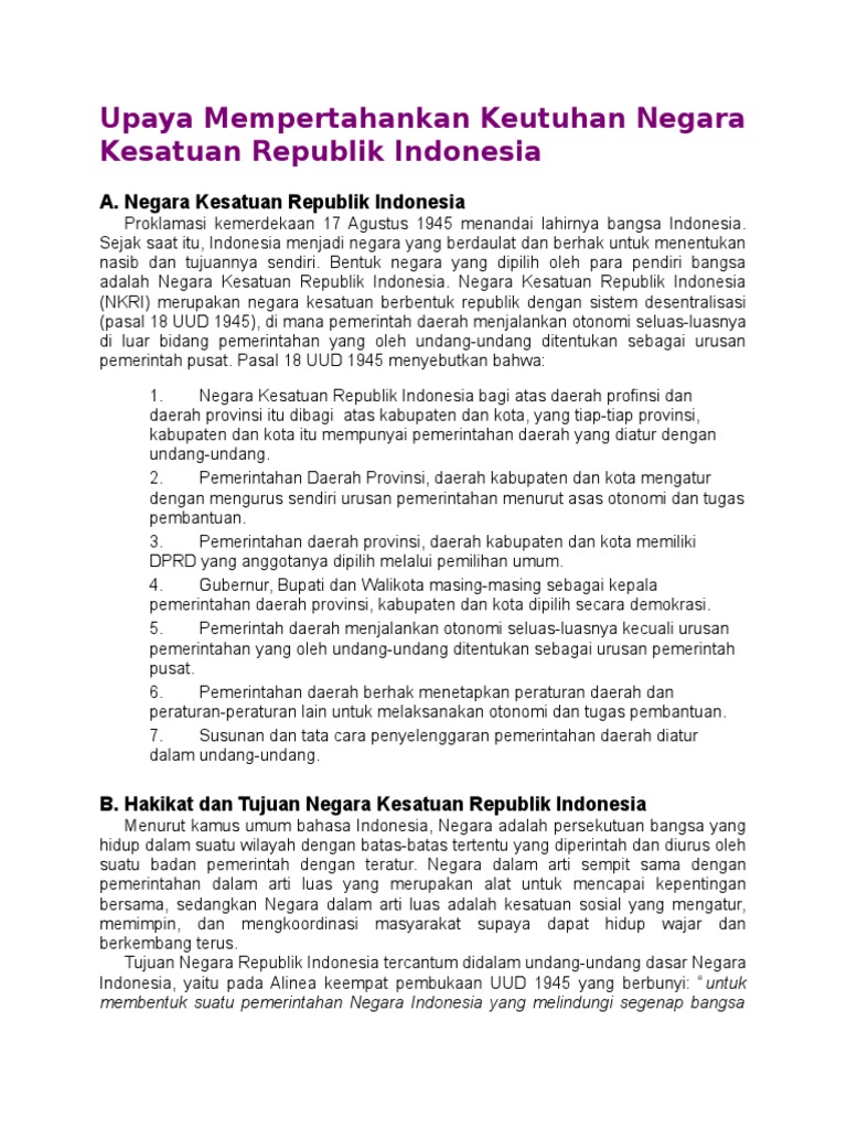 Dinamika Persatuan Dan Kesatuan Bangsa Sebagai Upaya Menjaga Dan Mempertahankan Negara Kesatuan ...