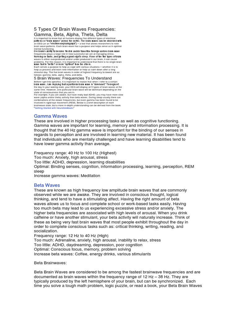 Understanding 5 Brain Wave Types | PDF | Electroencephalography | Rapid ...