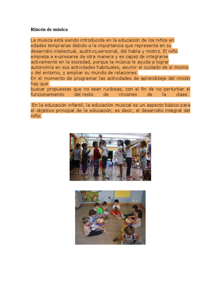 Rincón de Música en Educación Infantil | PDF | Ritmo | Aprendizaje