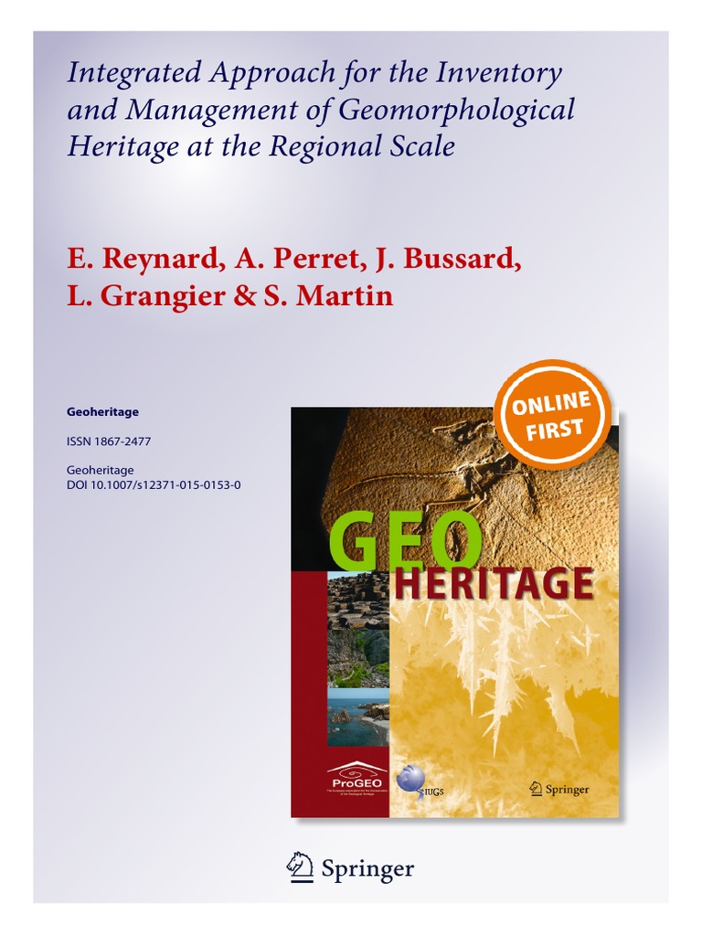 2015 Reynard Et Al Geoheritage | PDF | Environmental Impact Assessment ...