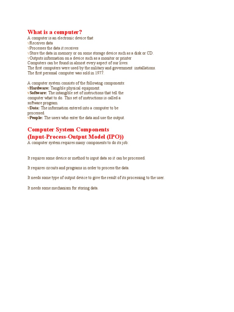 What Is A Computer?: V V V V | PDF