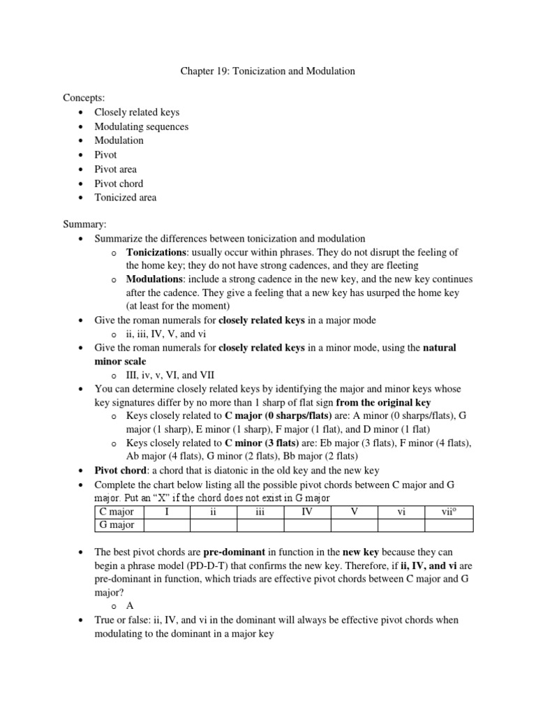 Chapter 19 Tonicization and Modulation | PDF