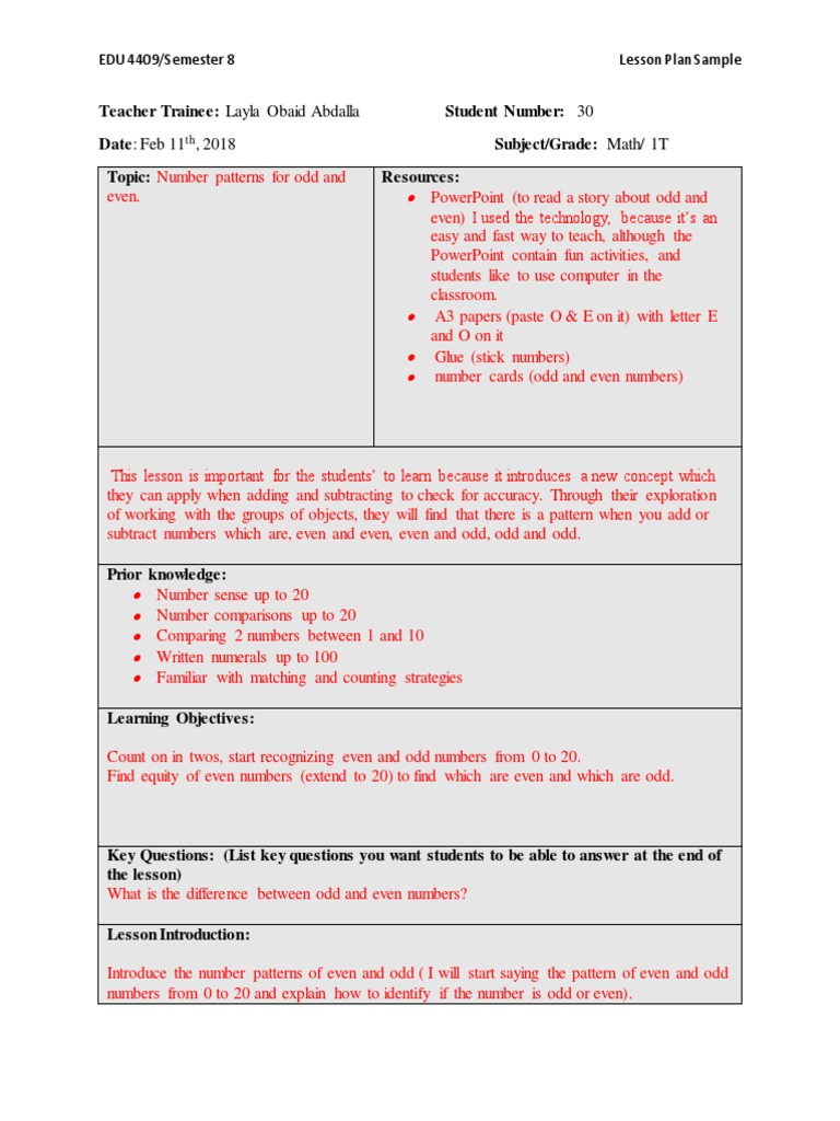 Laylas Lesson Plan 1 | PDF | Educational Assessment | Lesson Plan